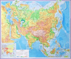 Geografska karta Azija, 142×122 cm - GD Dizajn